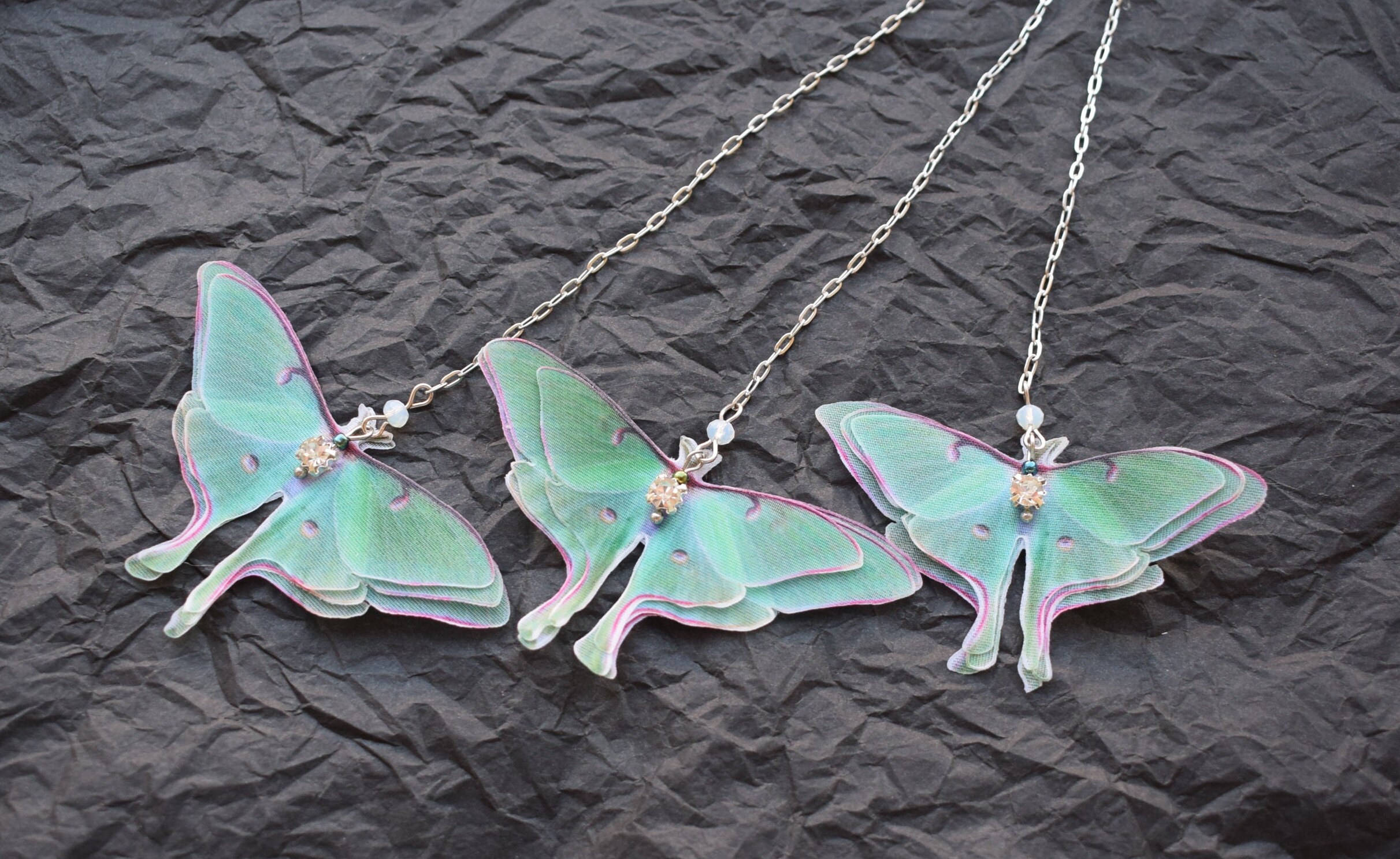 Luna Moth Ear Cuff No Piercing Butterflies Silk Long Ear Climber ...