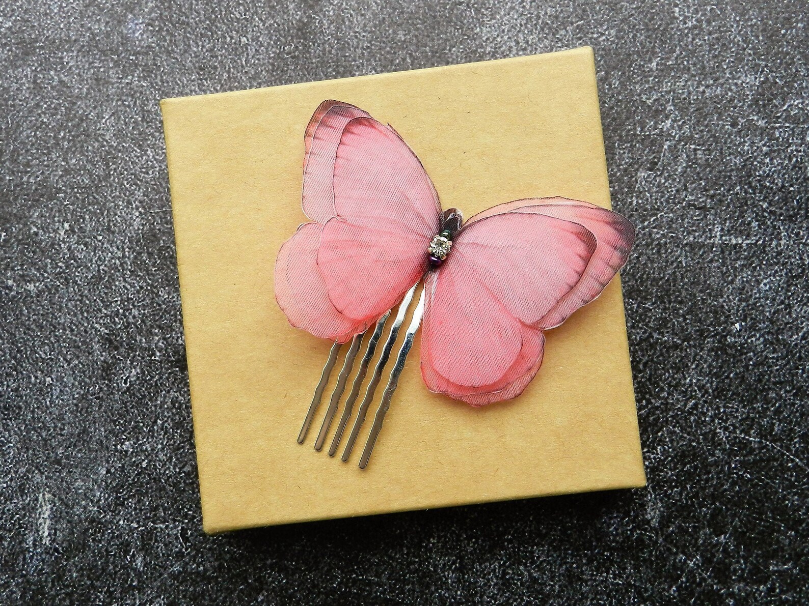 Silk Butterfly Hair Comb With 3d Double-layer Wings - Etsy