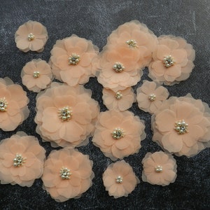 Organza Fabric Flowers Sew on Appliques Embellishments for | Etsy