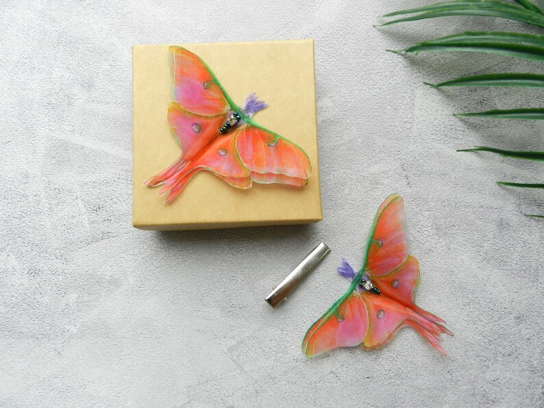 Silk Luna Moth Hair Clips Pins or Comb With 3d Double-layer Wings Hair ...