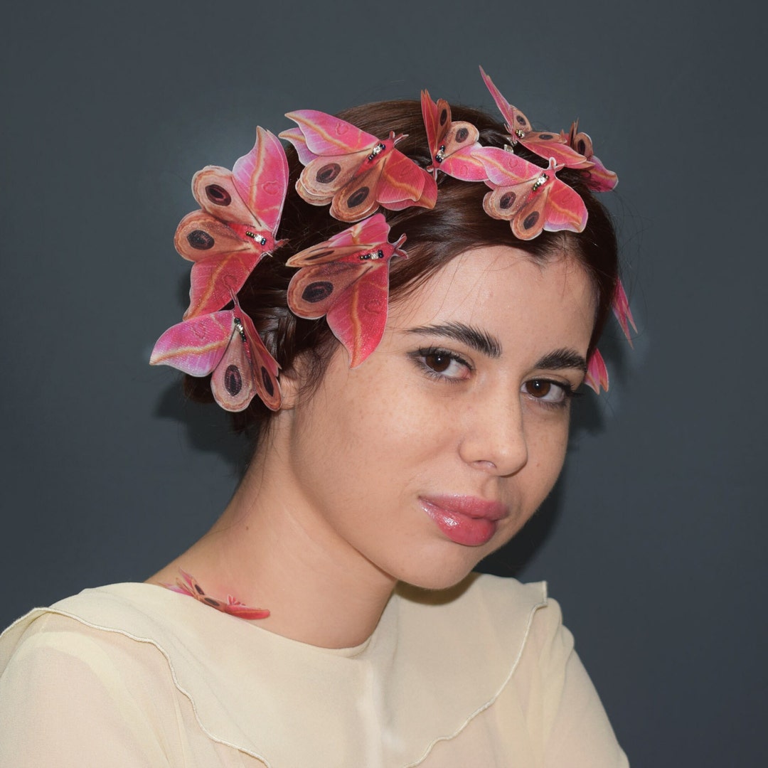 Silk Maple Moth Hair Pins or Clips 3d Layering Wings - Hair Jewelry for ...