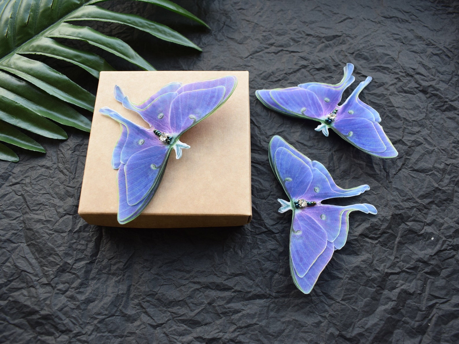 Silk Purple Luna Moth Hair Clips With 3d Wings Hair Jewelry for Women ...