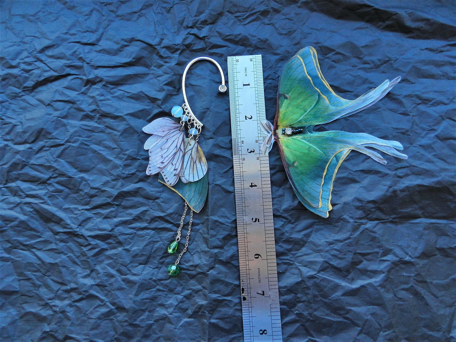 Silk Luna Moth Wings Ear Cuff No Piercing With Hair Clip Set - Etsy