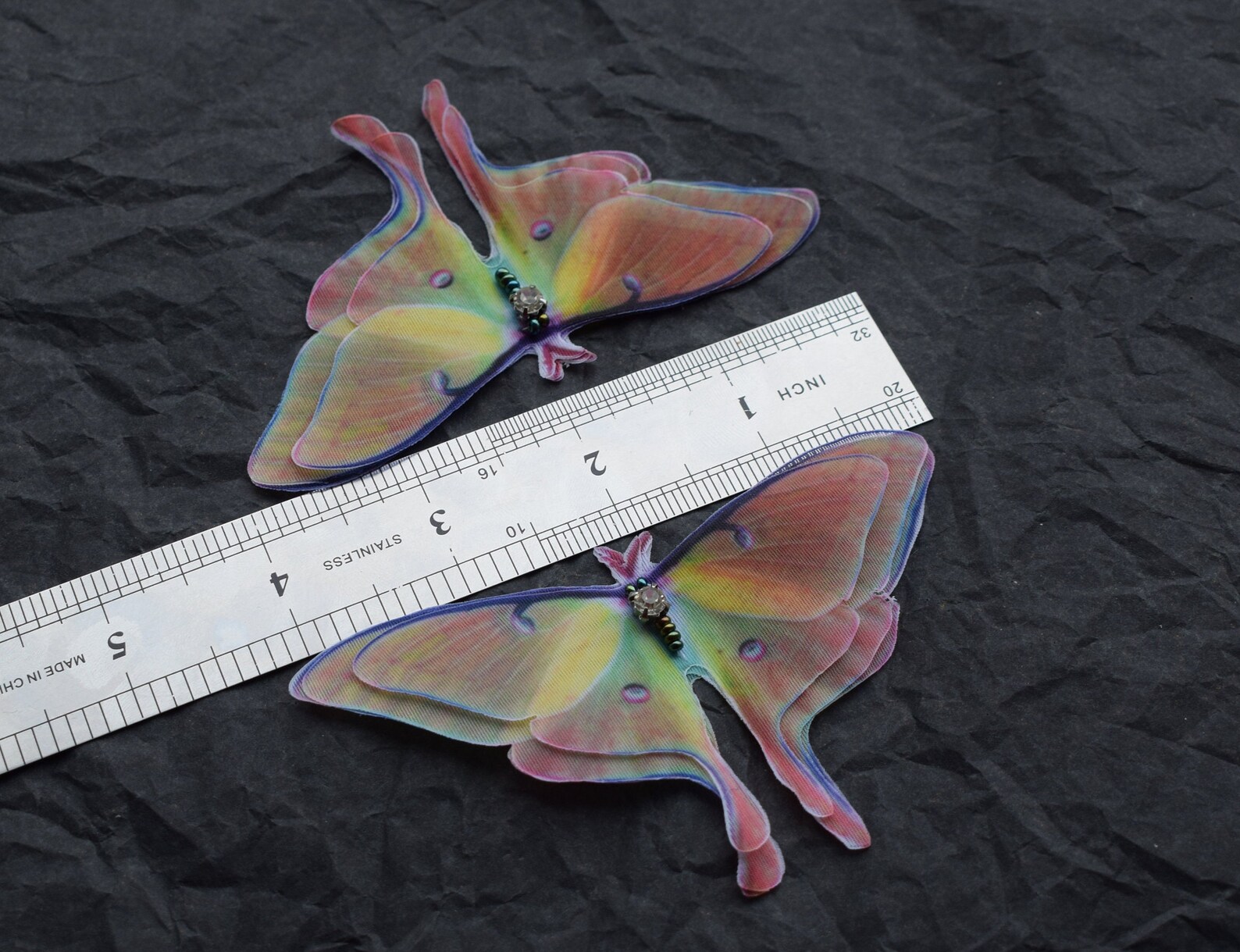 Silk Luna Moth Hair Clips With 3d Double-layer Wings - Hair Accessories ...