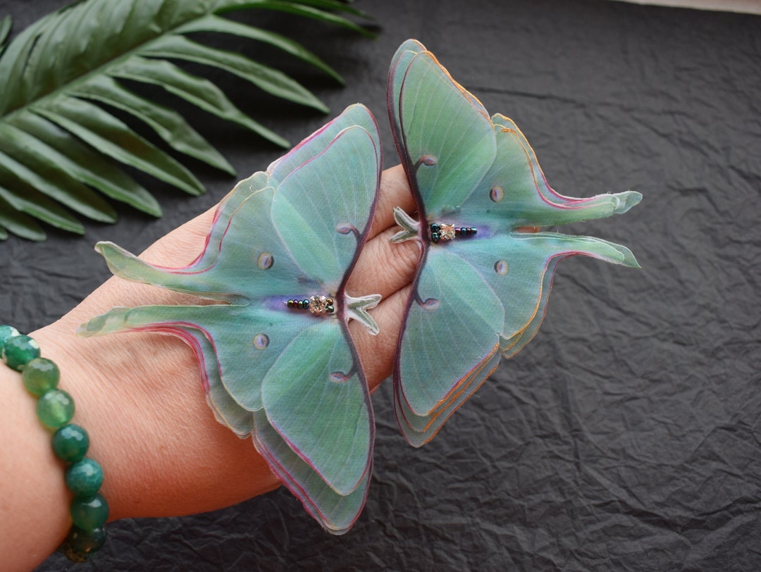 Green Luna Moth Extra Large Lapel Pin Brooch Layered Wings - Silk ...