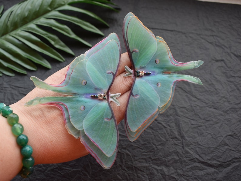 Green Luna Moth Extra Large Lapel Pin Brooch Layered Wings - Silk ...