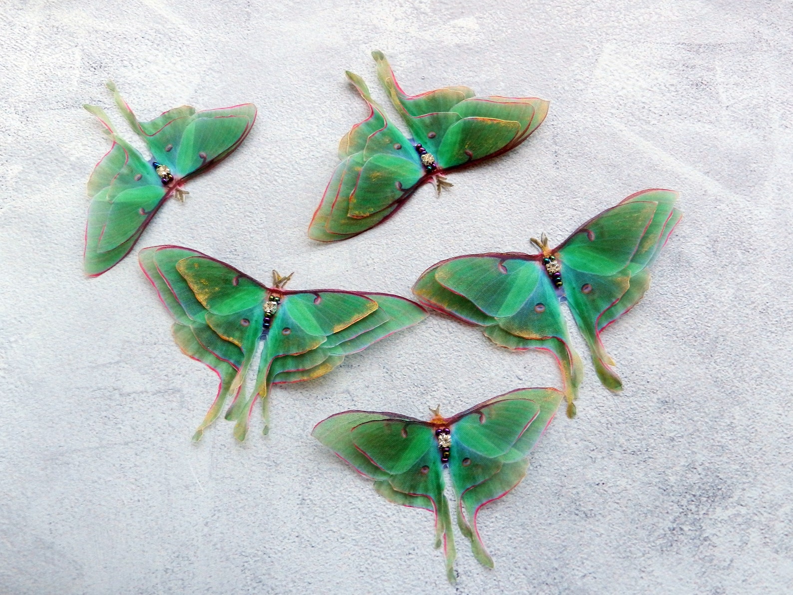 Silk Luna Moth Hair Clips With 3d Double-layer Wings Hair - Etsy