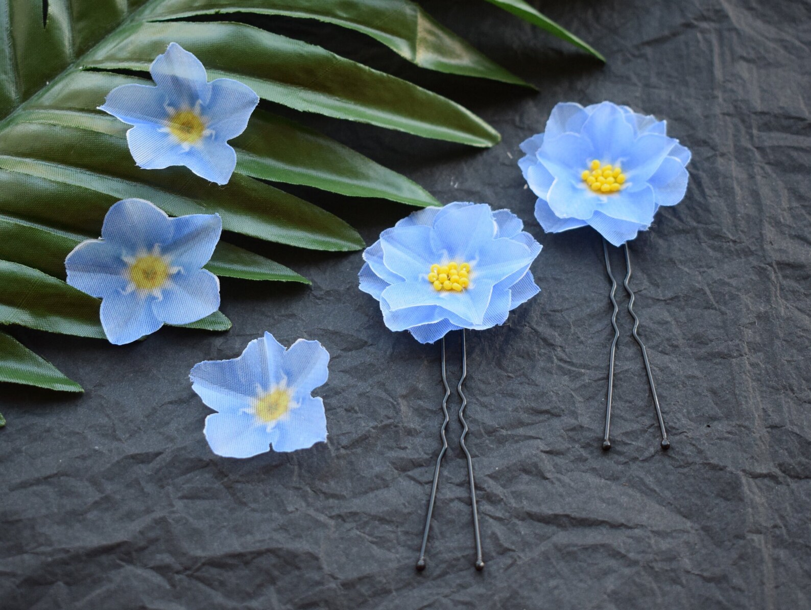 Gentle Forget Me Not Blue Silk Hair Pins - Spring Nature Inspired ...