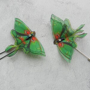 Luna Moth Silk Brooch Lapel Pin or Hair Clips With Rhinestone | Etsy