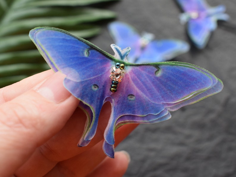Purple Luna Moth Hair Pins Layered Wings Silk Butterfly Hair - Etsy