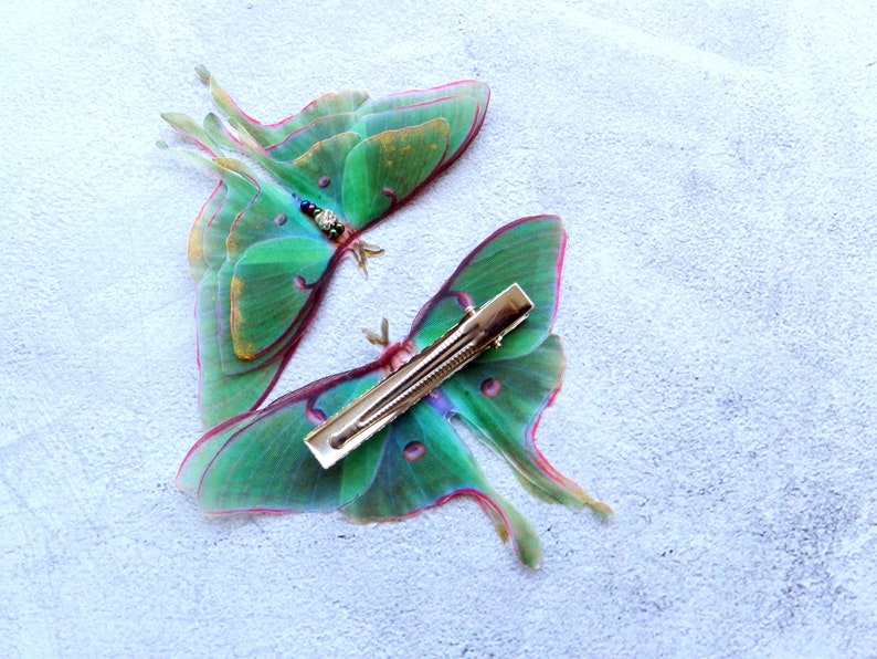 Silk Luna Moth Hair Clips and Hair Pins Wings Pendant Set - Etsy