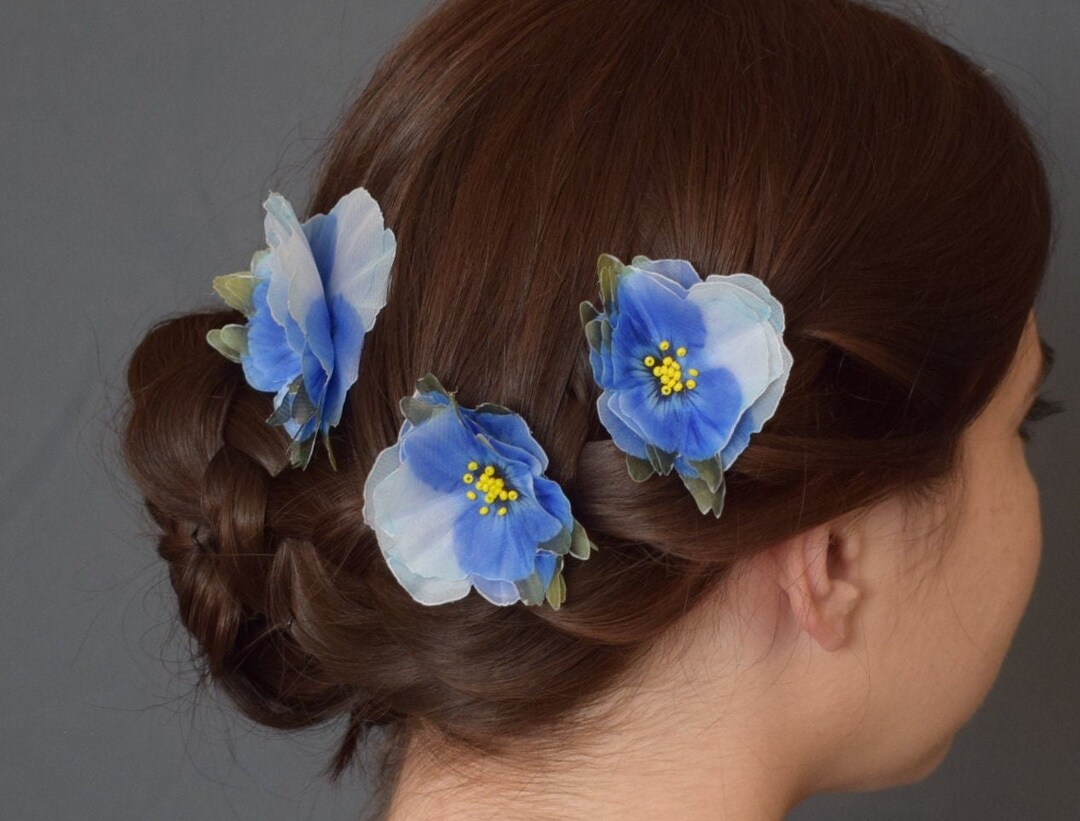 Pansies Blue Silk Hair Pins or Brooch Lapel Pin - Spring Nature ...
