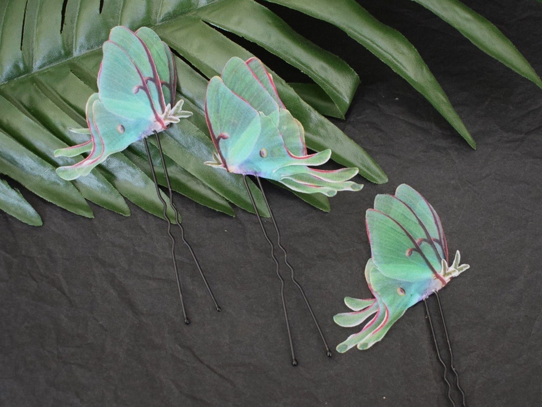 Silk Luna Moth Wings Hair Pins Set of 3/5/7 Pcs - Tender Wedding Hair ...