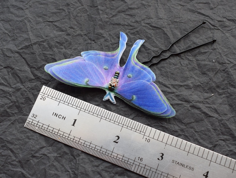 Purple Luna Moth Hair Pins Layered Wings Silk Butterfly Hair - Etsy