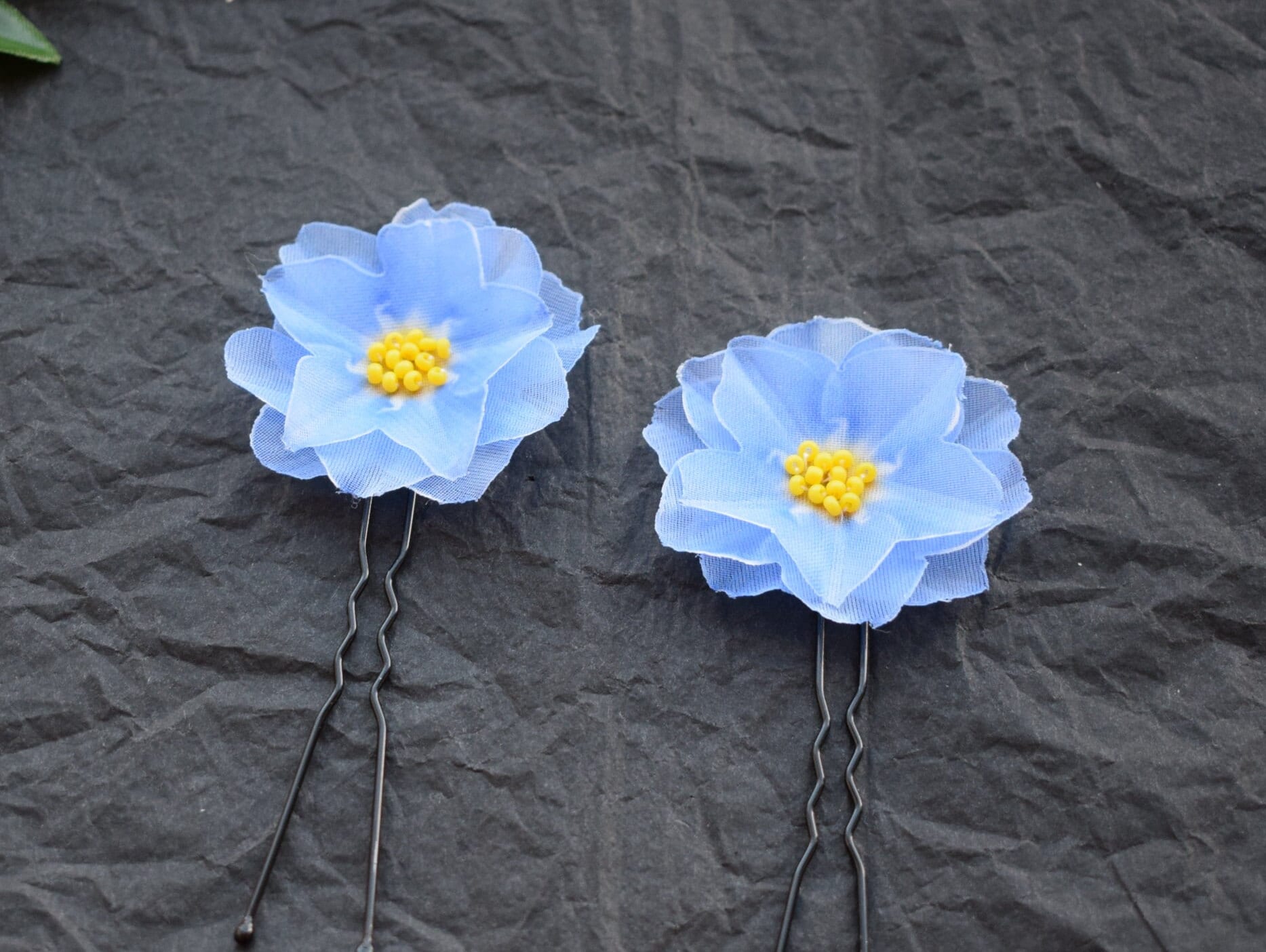 Gentle Forget Me Not Blue Silk Hair Pins - Spring Nature Inspired ...