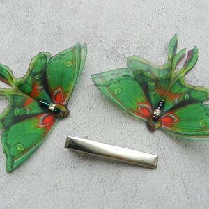 Luna Moth Silk Brooch Lapel Pin or Hair Clips With Rhinestone | Etsy