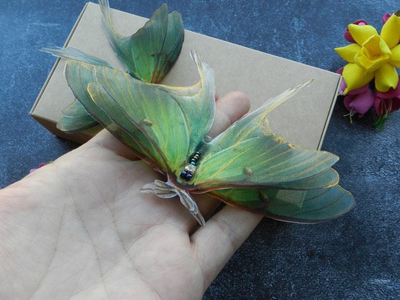 Silk Luna Moth Wings Ear Cuff No Piercing With Hair Clip Set - Etsy