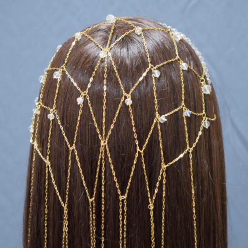 Crystals Wedding Crown With Silver or Golden Chains Pendants, Maharani ...