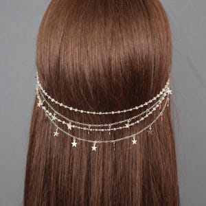 Celestial Star Hair Chain – Silver Crystal Headpiece – Stardust Galaxy ...