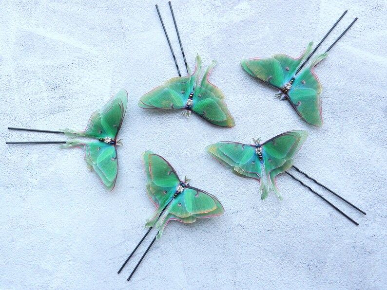Silk Luna Moth Butterflies Hair Pins With Three-layer Wings - Etsy