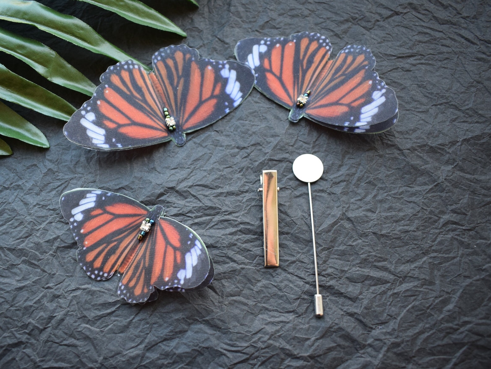 Monarch Butterfly Hair Clip or Lapel Pin Brooch - Orange Silk ...