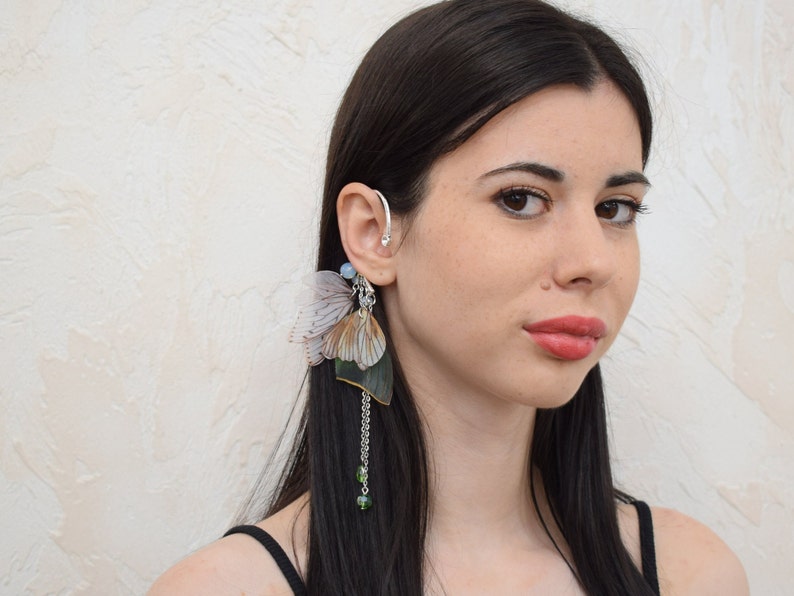 Silk Luna Moth Wings Ear Cuff No Piercing With Hair Clip Set - Etsy