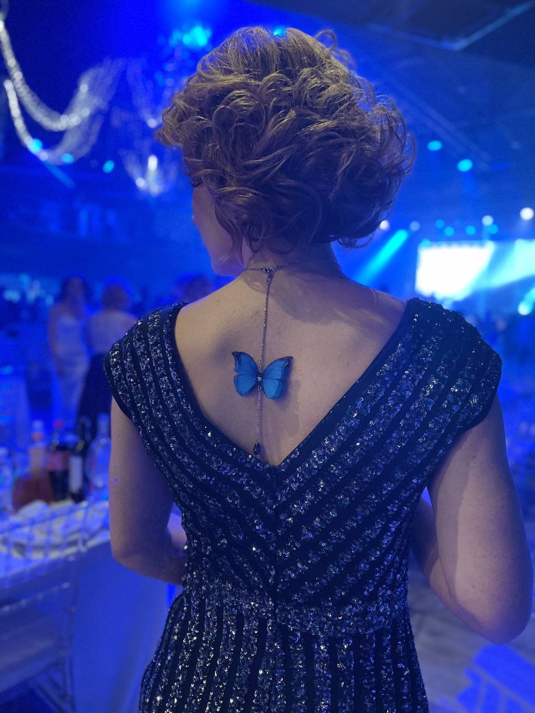 Blue Butterfly Backdrop Necklace and Single Extra Long Silk Butterfly ...
