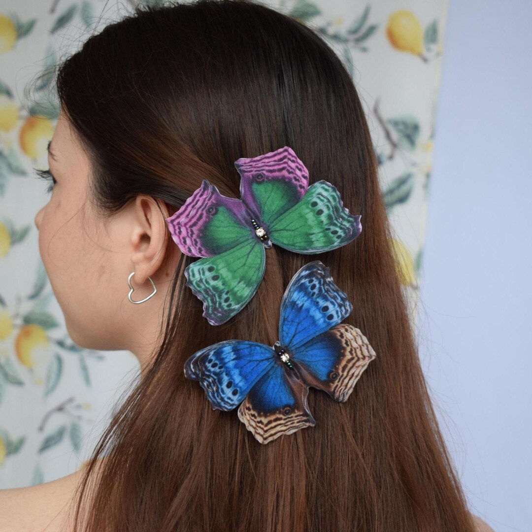 Colorful Butterfly Silk Hair Clips Pins or Brooch Moving Wings ...