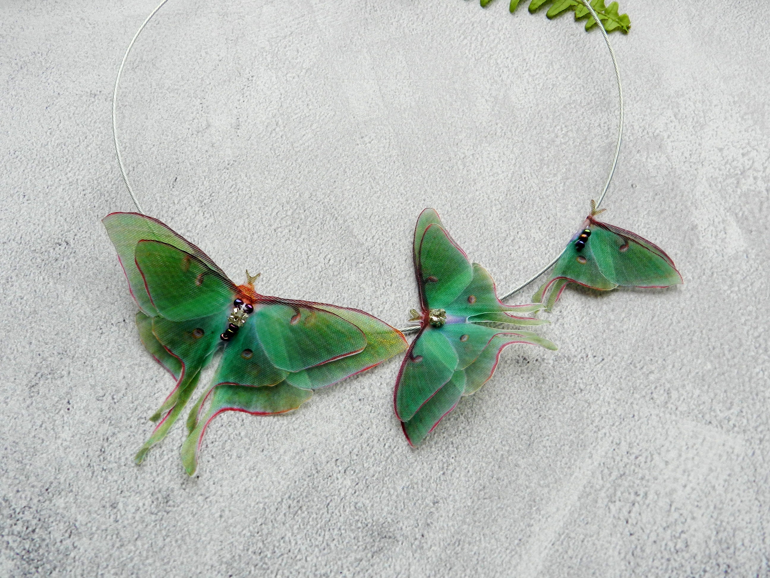Luna Moth Necklace With Silk Organza Double-layer Wings Butterfly ...