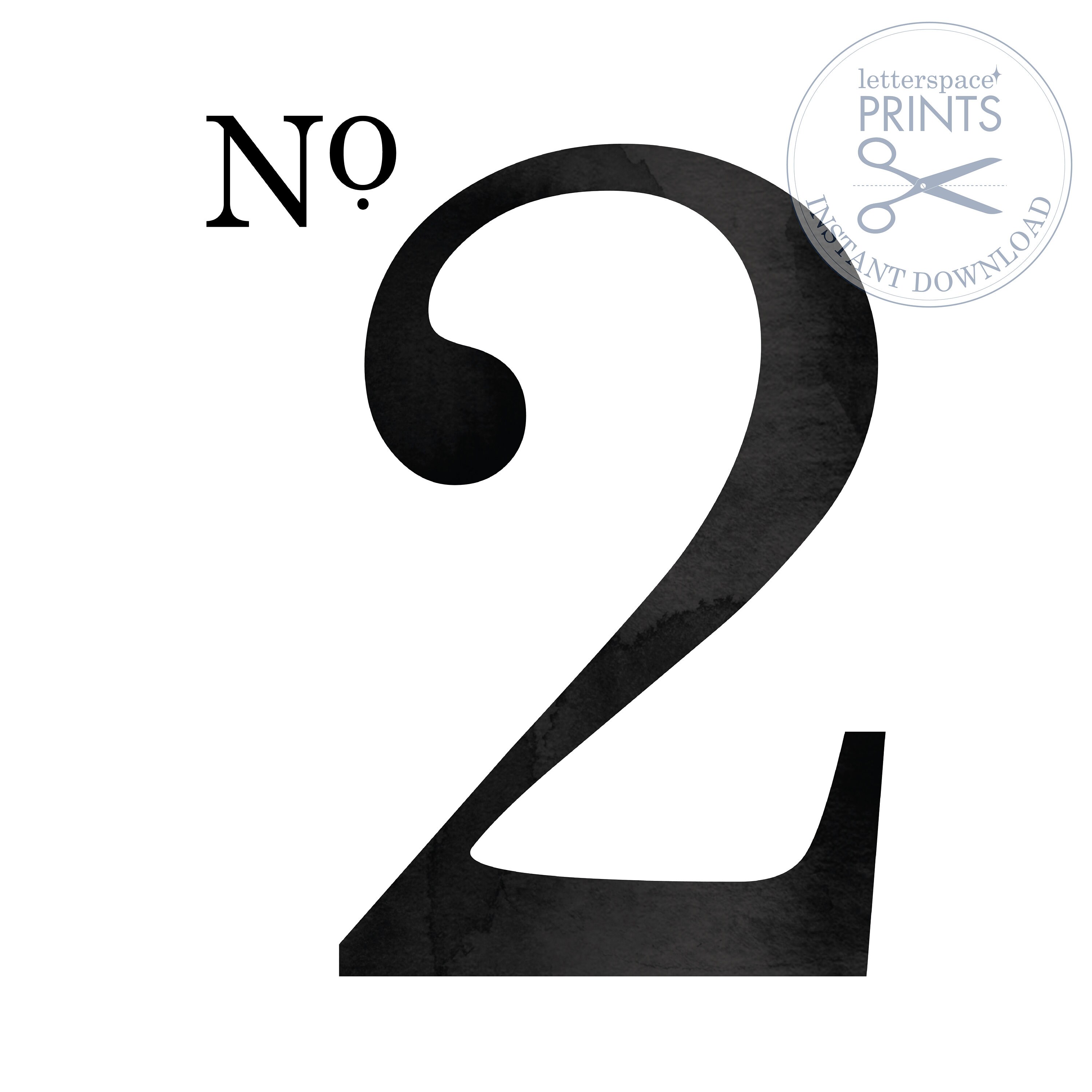 Number Prints Number 2 Sign PRINTABLE Art Black and White | Etsy