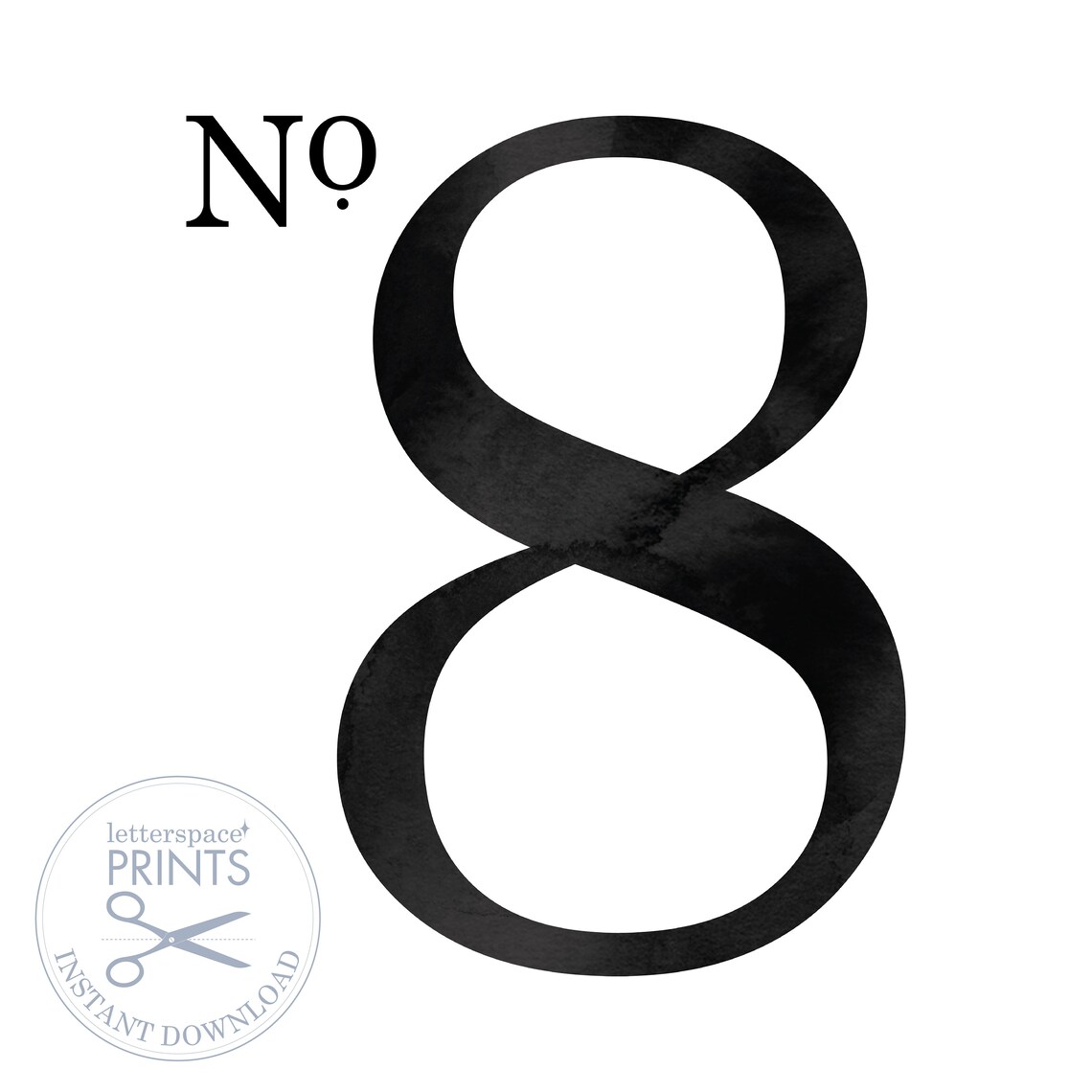 Number Prints Number 8 Sign PRINTABLE Art Black and White | Etsy