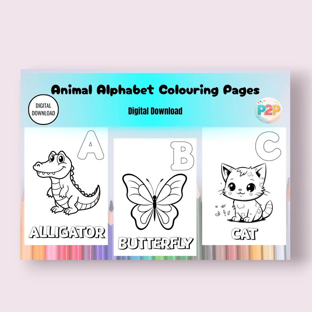 Animal Alphabet Colouring Pages A-Z - Etsy