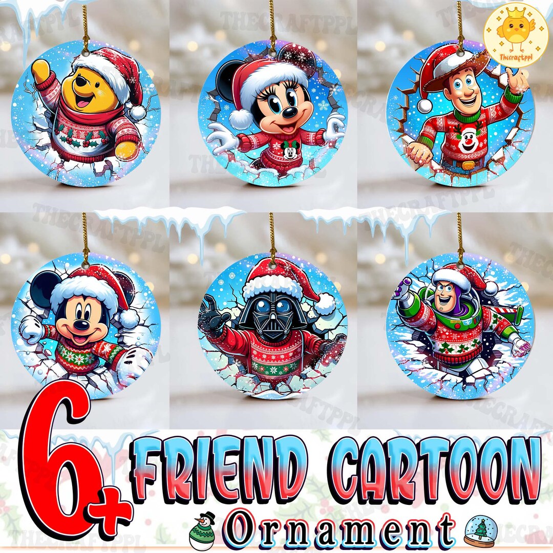 6 First Christmas Cartoon Christmas Ornament Bundle, Xmas Ornament Png ...