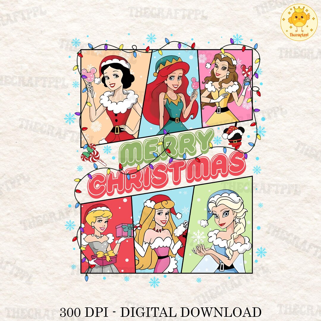 Princess Christmas Cartoon Friends Png, Winter Christmas Png, 90s ...