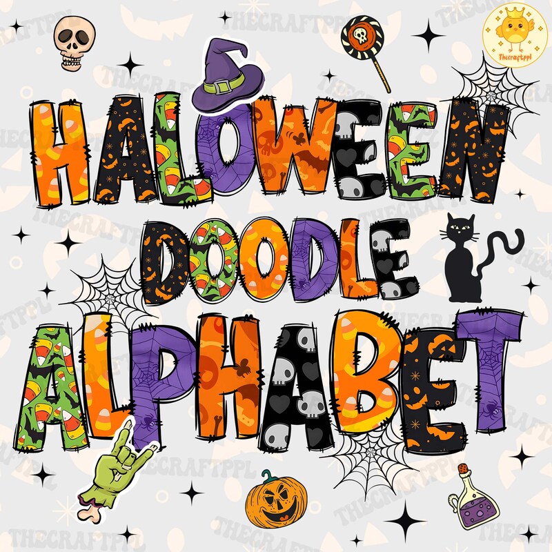 Halloween Doodle Alphabet - Etsy