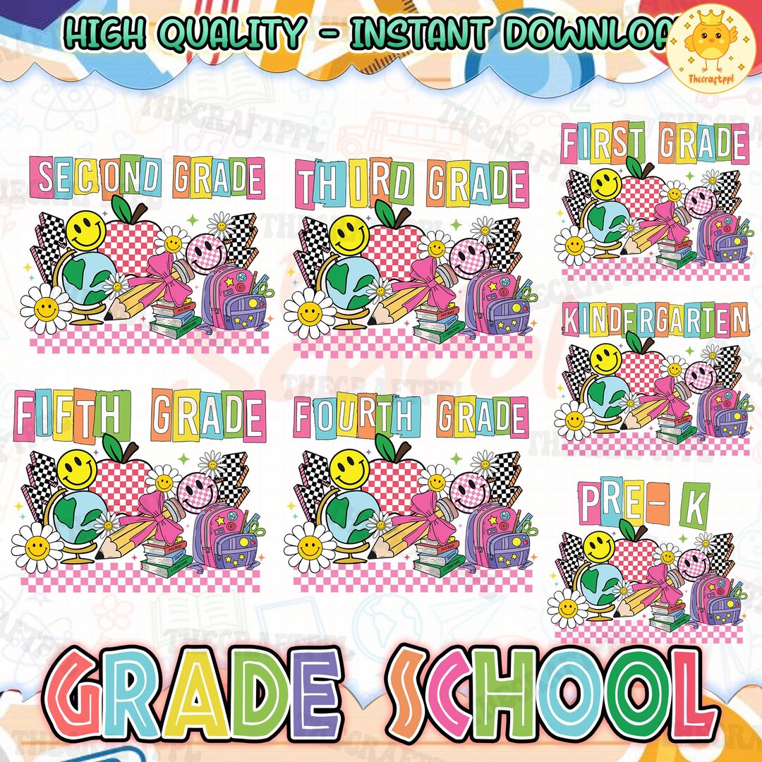 Grade Back to School Png Bundle, Welcome Back to School Png, Pre K ...