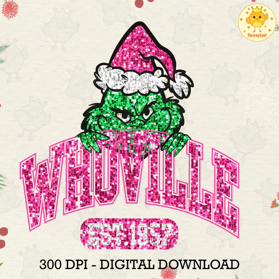 Green Monster Pink Glitter Png Design Trending Christmas 2023 - Etsy