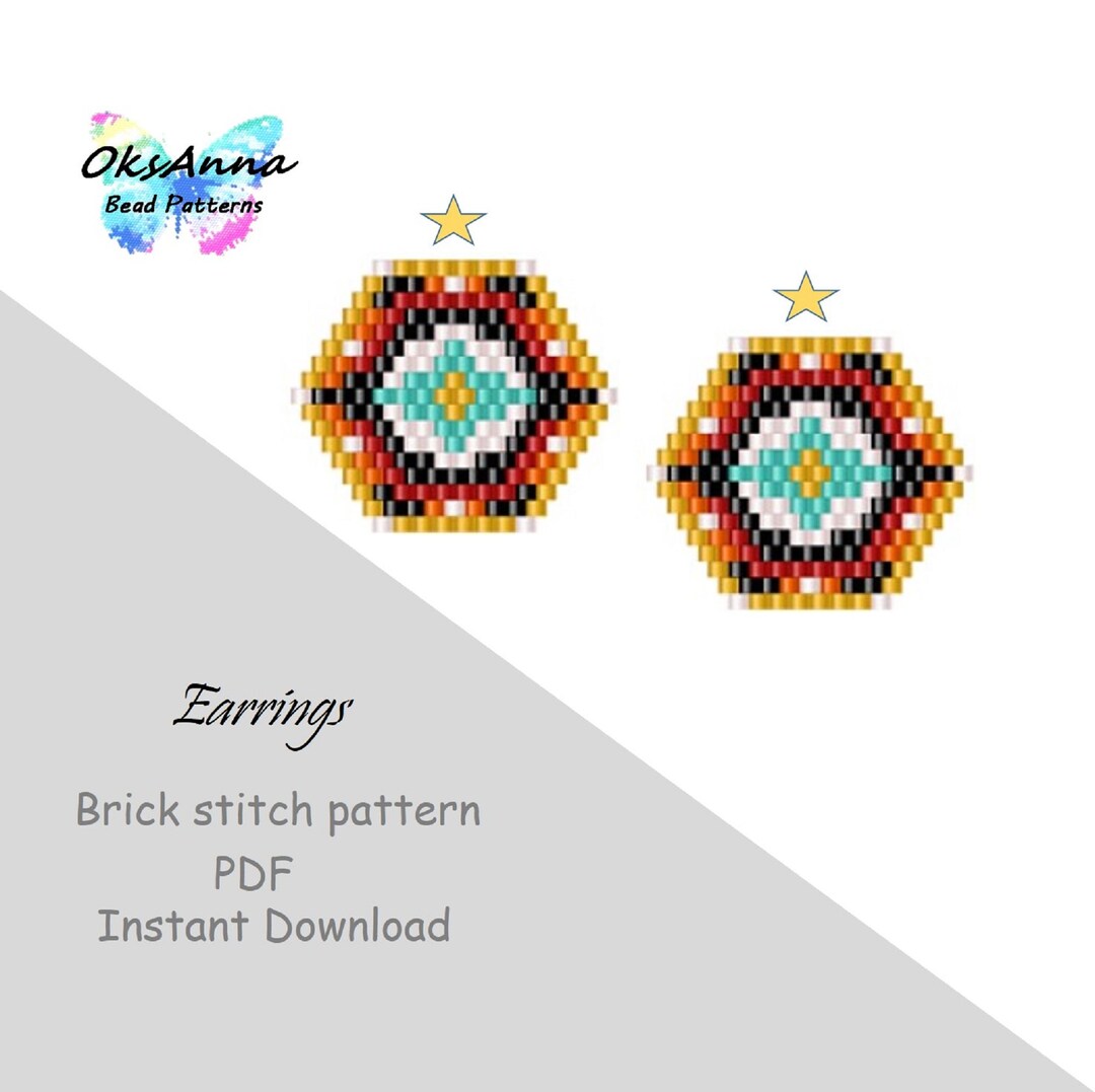 Brick Stitch Earrings Pattern Beaded Pattern Seed Bead Earrings Brick ...