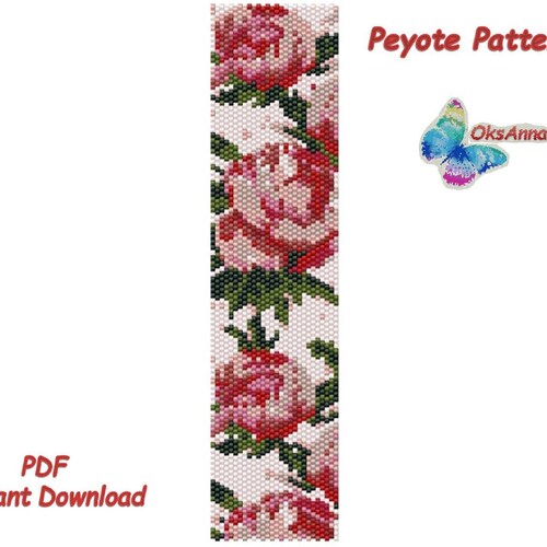Seed Bead Bracelet Pattern Flower Peyote Pattern 0060 - Etsy