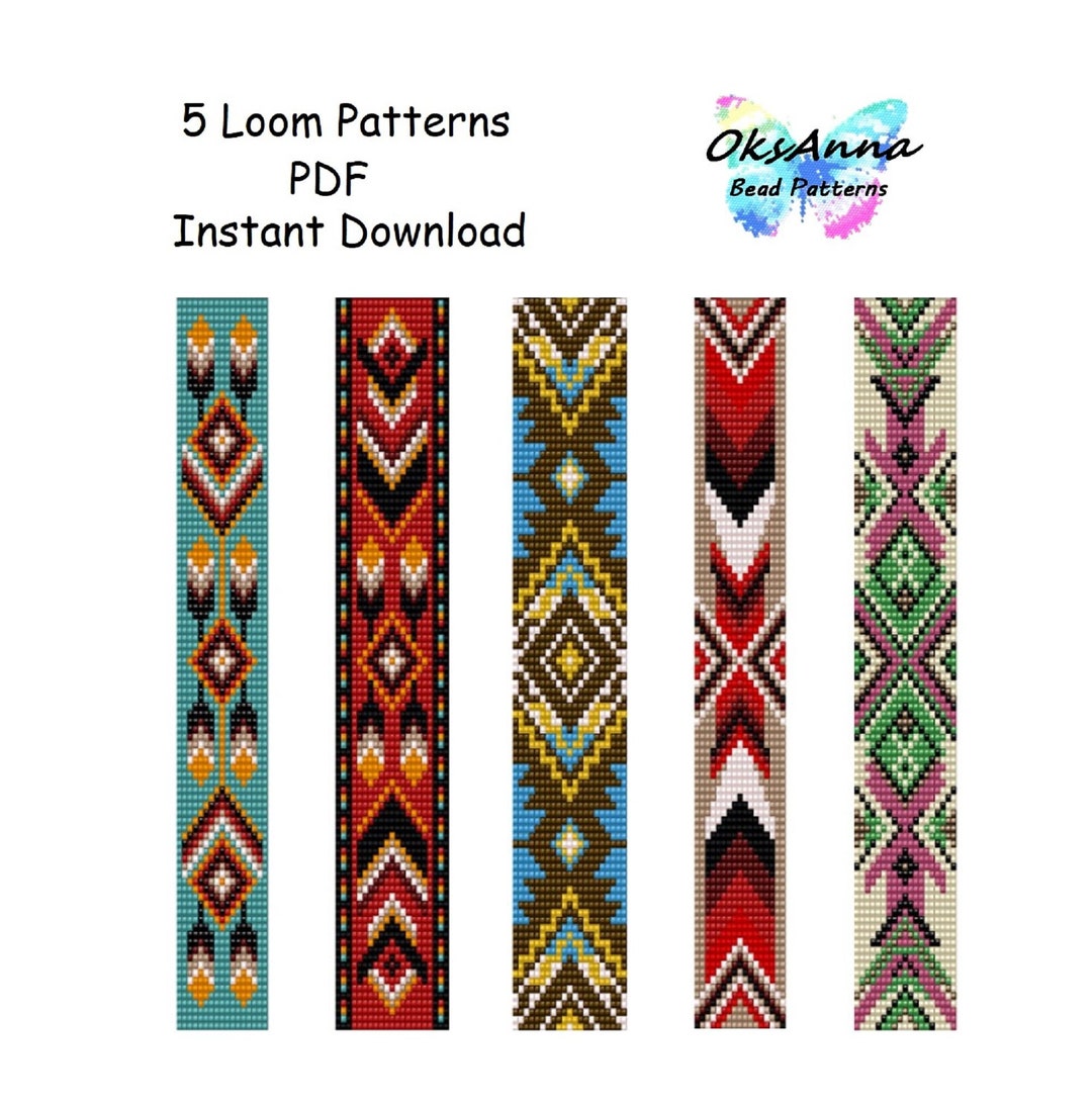 Loom Bracelet Pattern Set Miyuki Patterns Loom Weave Patterns Beading ...