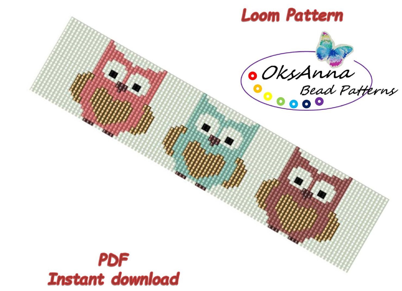 Owl Loom Bracelet Pattern Loom Pattern Owl Beaded Pattern | Etsy