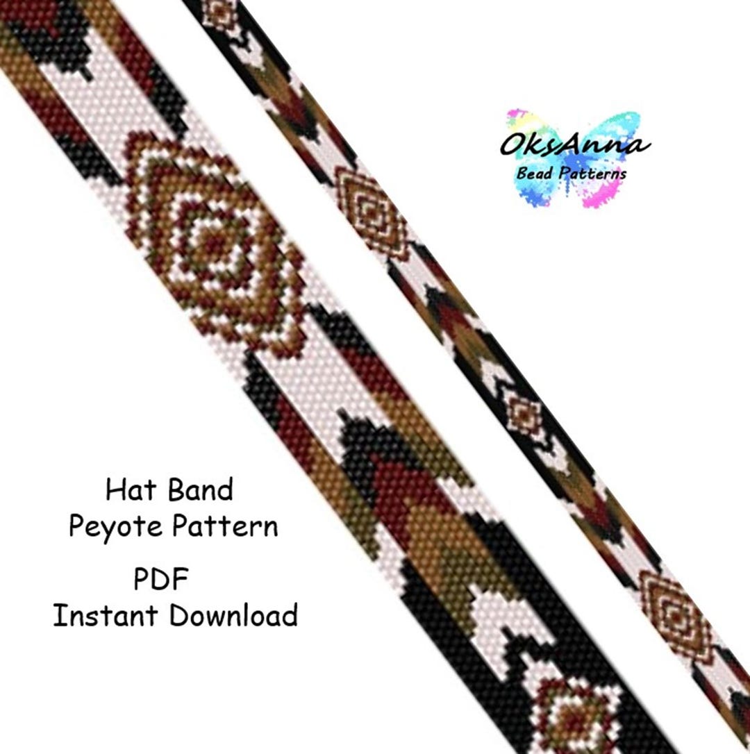 Beading Hatband Pattern Western Seed Bead Pattern Odd Count Peyote ...