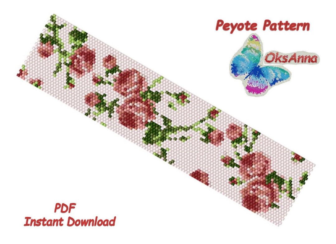 Seed Bead Bracelet Pattern Flower Peyote Pattern 0060 Beadweaving ...