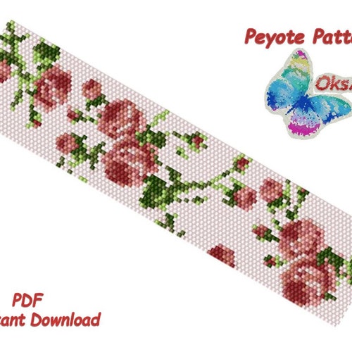 Seed Bead Bracelet Pattern Flower Peyote Pattern 0060 - Etsy