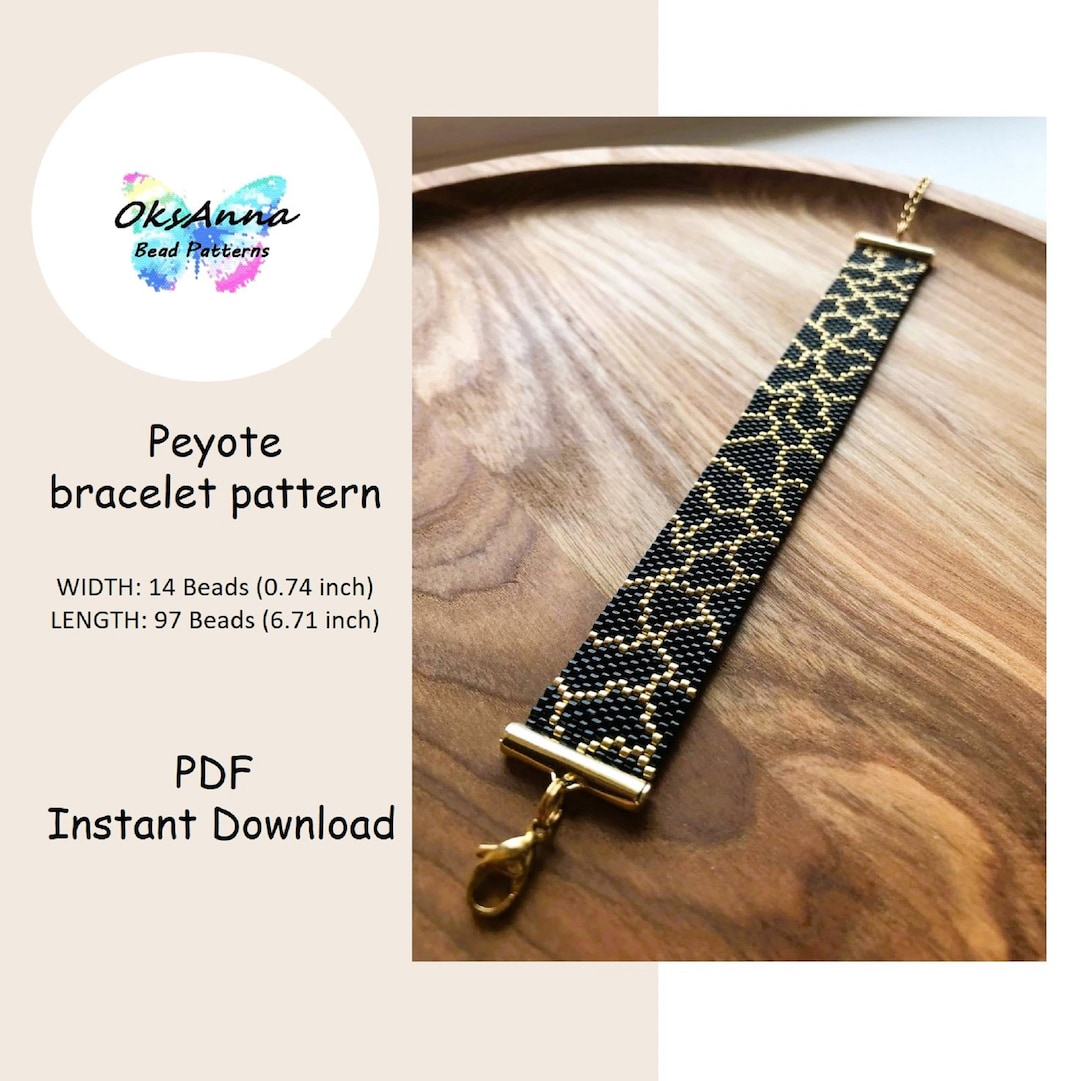 Peyote Bracelet Pattern Beadweaving Pattern Peyote Stitch Bracelet Even ...