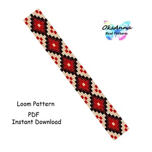 Red Loom Bracelet Beading Bracelet Pattern Miyuki Bracelet Diy Beading ...