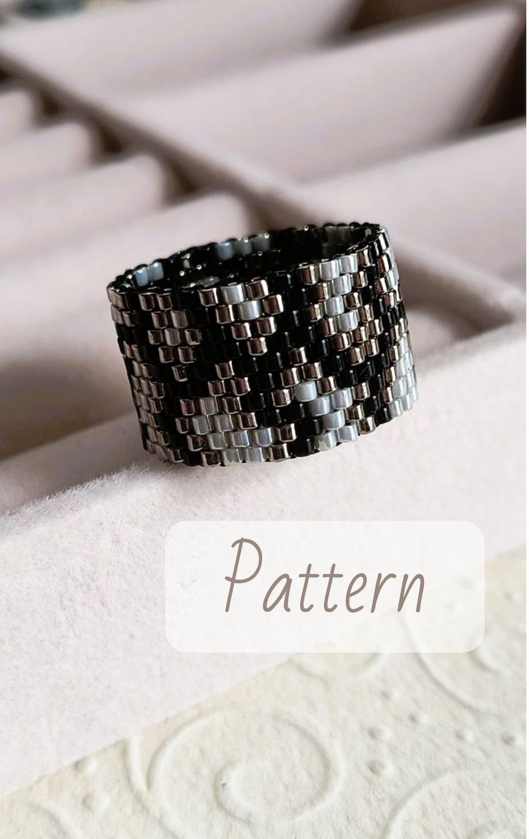 Beaded Snake Ring Pattern Peyote Ring Design Geometric Seed Bead Ring ...