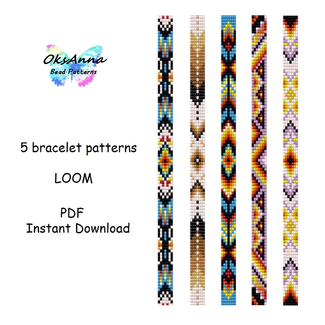 Loom Bracelet Pattern Set Miyuki Patterns Loom Weave Patterns Beading ...
