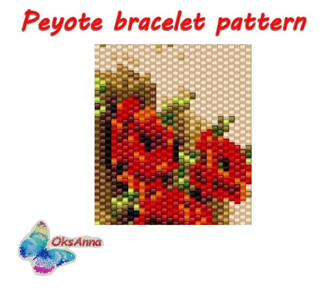Poppy Peyote Bracelet Pattern Flower Peyote Pattern - Etsy
