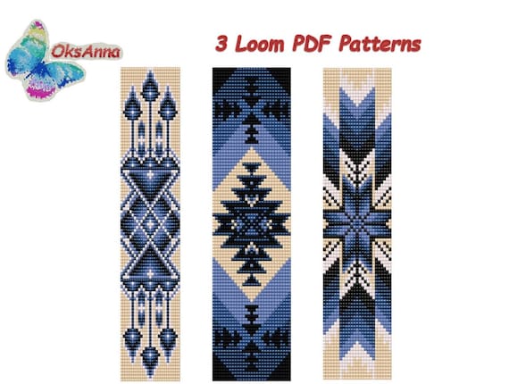 Loom Bracelet Pattern Blue Miyuki Pattern Loom Pattern Beading - Etsy